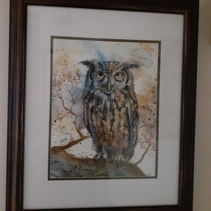 Black Raven & Golden Moon Phases Art Print, Flying Raven Watercolor ...