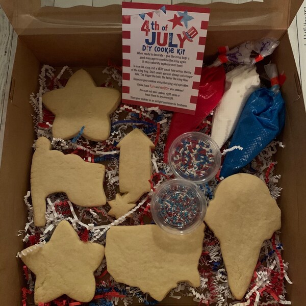 Printable 4th of July Cookie Kit Instruction Card 4"x5" Cookie ...