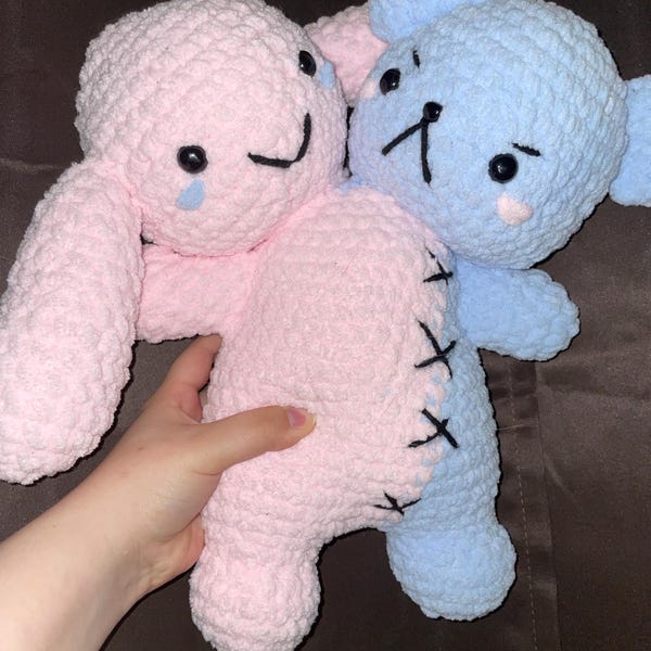 Crochet Pattern Two Headed Plushie, Bunny, Bear, Halloween, Kawaii ...