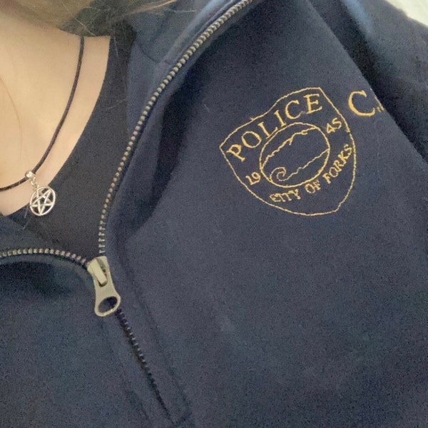 Charlie Swan Uniform Embroidered Half Zip up (twilight Inspired, Forks ...