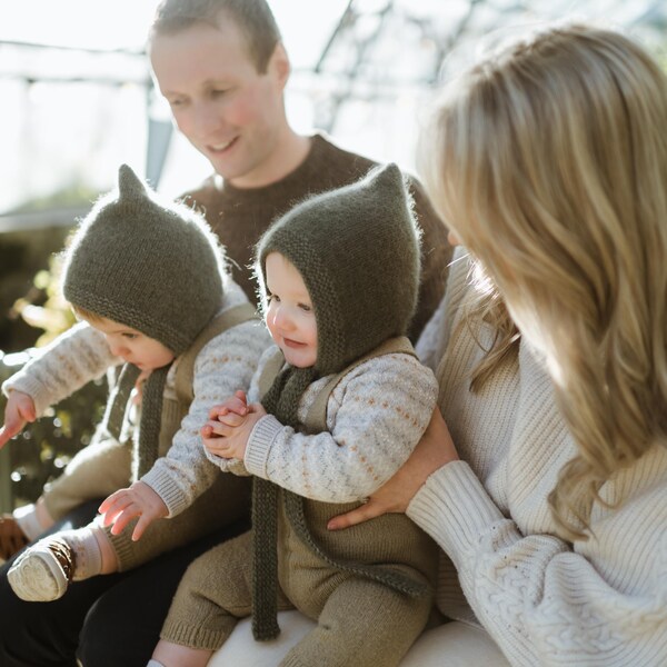 Baby Pixie Bonnet Hat,wool Knitted Beanie With Ties,alpaca Kid Soft Cap Rust Red - Etsy