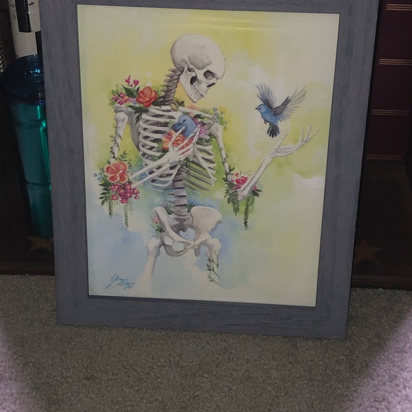 Watercolor Skeleton Print 11x14 - Etsy