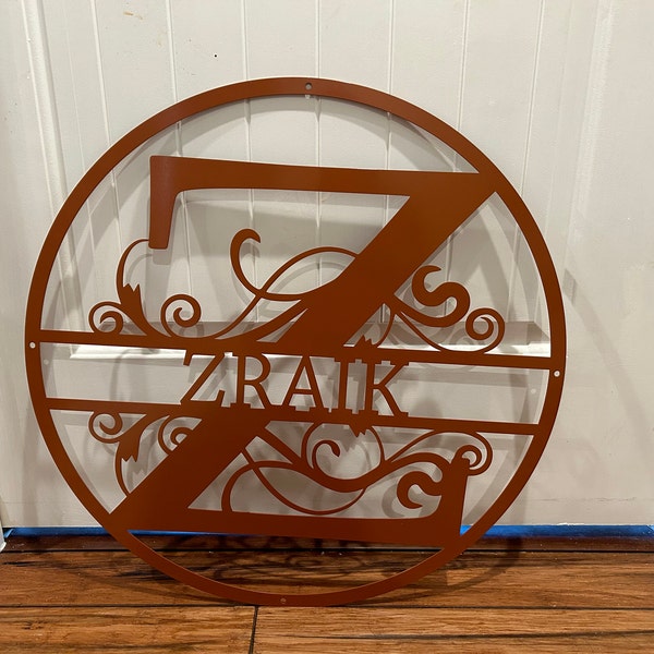 Metal Monogram Sign, Custom Metal Sign, Metal Name Sign, Initial Sign ...