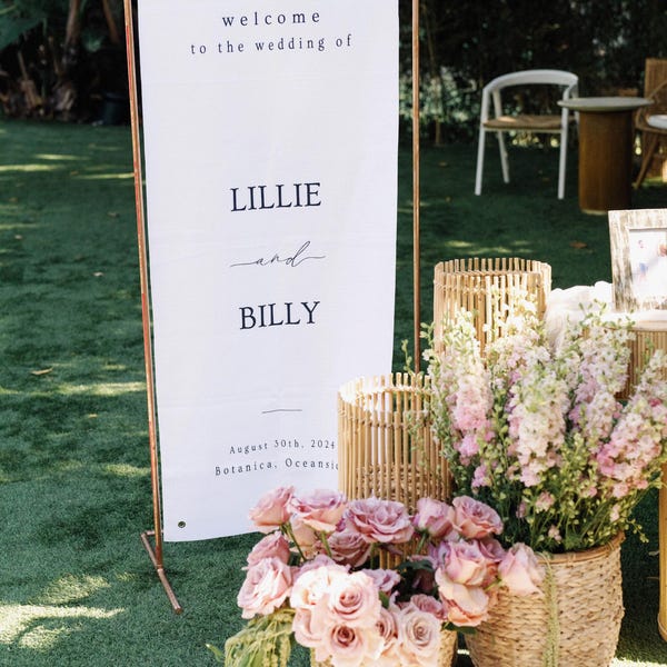 Fabric Wedding Welcome Sign Modern Wedding Welcome Sign Fabric Linen ...