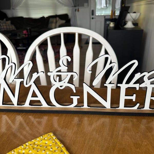 Personalised Wedding Name Sign With Stand, Mr Mrs on Top Gift, Top ...