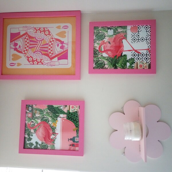 Pink Flamingo on Toilet Bathroom Prints, Animal on Toilet Cloakroom ...