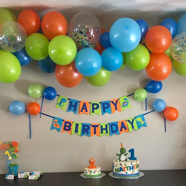 Dino Happy Birthday, Lime Green Dino, Boy Dinosaur Party, Orange Dino ...