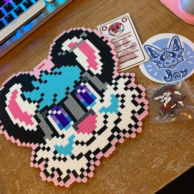 Custom Fursona Perler Bead Doughnut Badge - Etsy