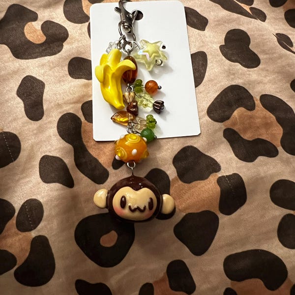 Blueberry Monkey Handmade Polymer Clay Phone Charm / Bag Charm ...