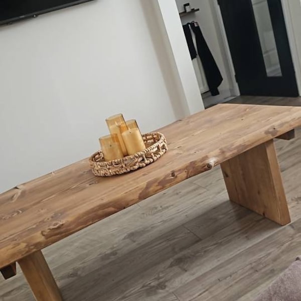 LINA Waney Edge Chunky Coffee Table Solid Rustic Wood - Etsy UK