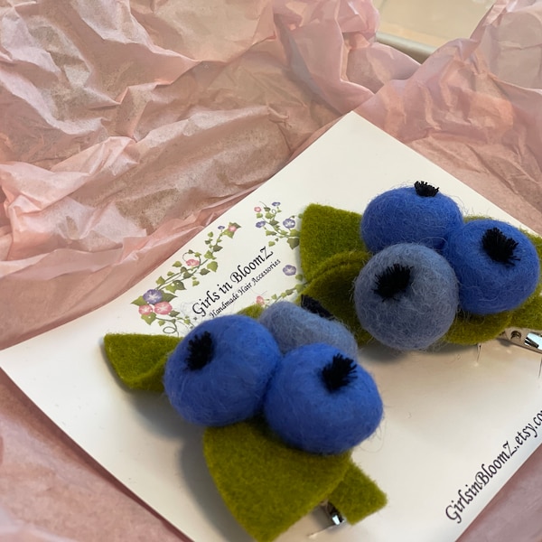 Blueberries Clips-small Hair Clips-set of 2 Hair Clips-piggies Bows ...