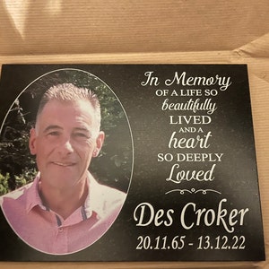 Photo Personalised Granite Memorial in Loving Memory Grave Marker ...
