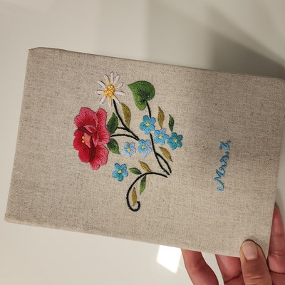 Custom Hand Embroidered Notebook, Handmade Fabric Notebook, Custom ...