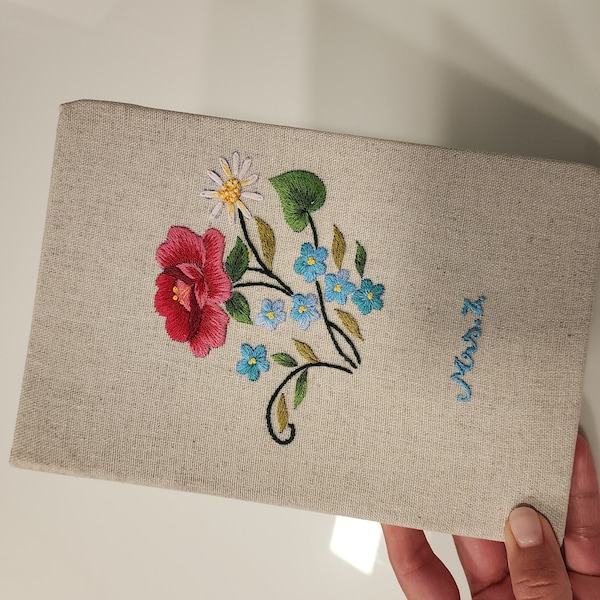 Custom Hand Embroidered Notebook, Handmade Fabric Notebook, Custom ...