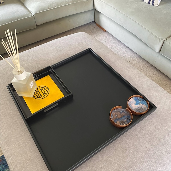 XL Walnut Serving Tray for Footstool Without Handles, Ottoman Storage ...