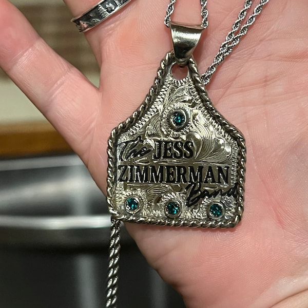 Cow Tag Necklace Handmade Personalized Initial or Logo Necklace ...