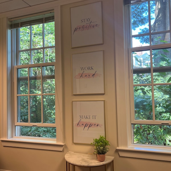 Motivational Office Wall Art: Stay Positive, Work Hard, Make It Happen ...