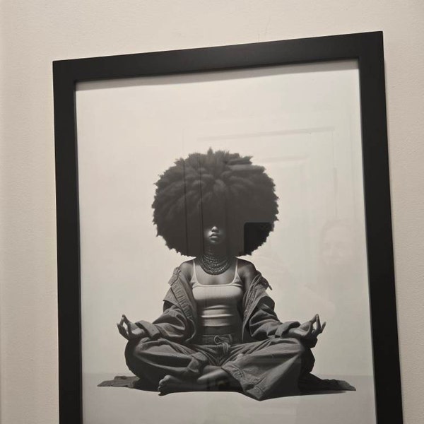Black Girl Meditation Art Print, African American Zen Woman Wall Decor ...