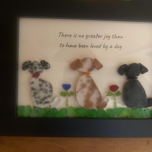 Sea Glass Dog With Tree and Flowers, A Dogs Love, Sea Glass Art ...