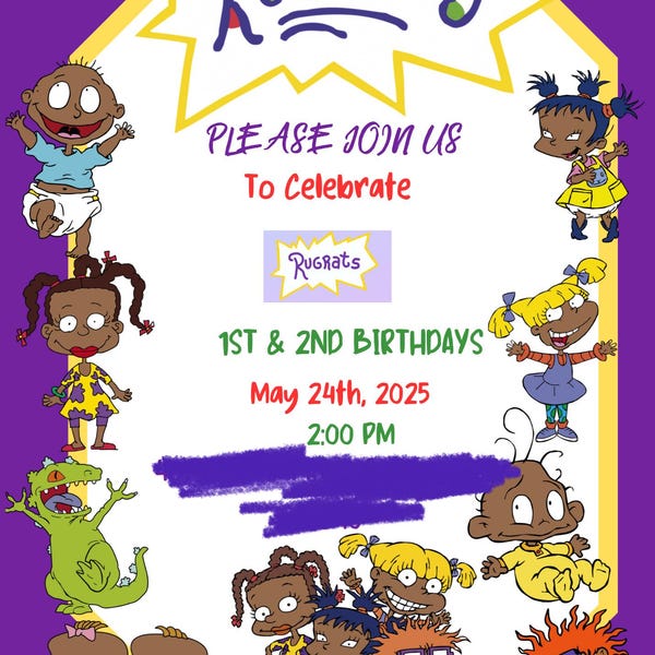 African American Rugrats Birthday Invitation | Rugrats Birthday ...