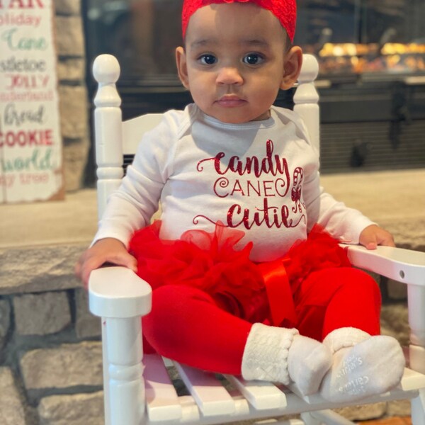 Baby Girl Christmas Outfit - Candy Cane Cutie Outfit - Baby Girl ...