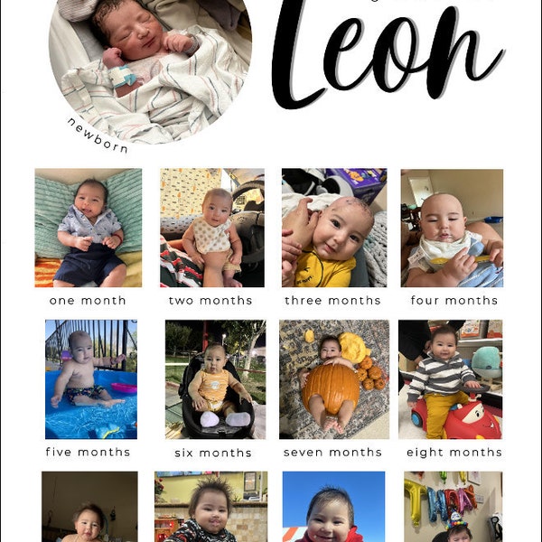 Printable One Year of Photo Poster Template, Modern 1st Birthday ...