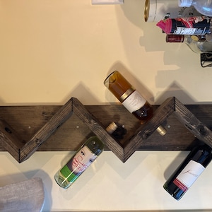 Zig Zag Wine Rack the Ziggy Zag Z Geometric Wall Mounted Rustic Wood ...