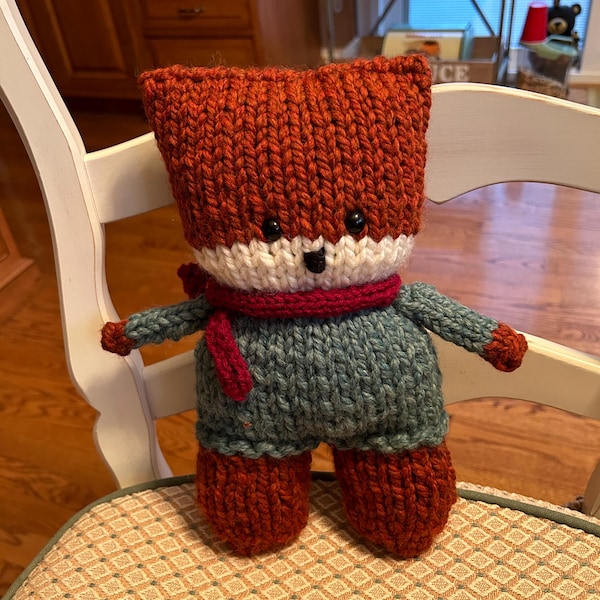 Easy Fox Knitting Pattern, Finnegan the Knit Fox, Knit Fox Pattern, Beginner Fox Knitting ...