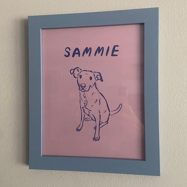 Custom Funky Pet Portrait, Cute Digital Cat Poster, Colorful Dog ...