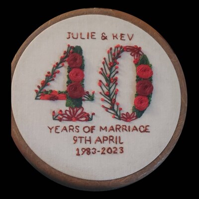 Custom Wedding Anniversary Embroidery Hoop Anniversary Gift Floral ...