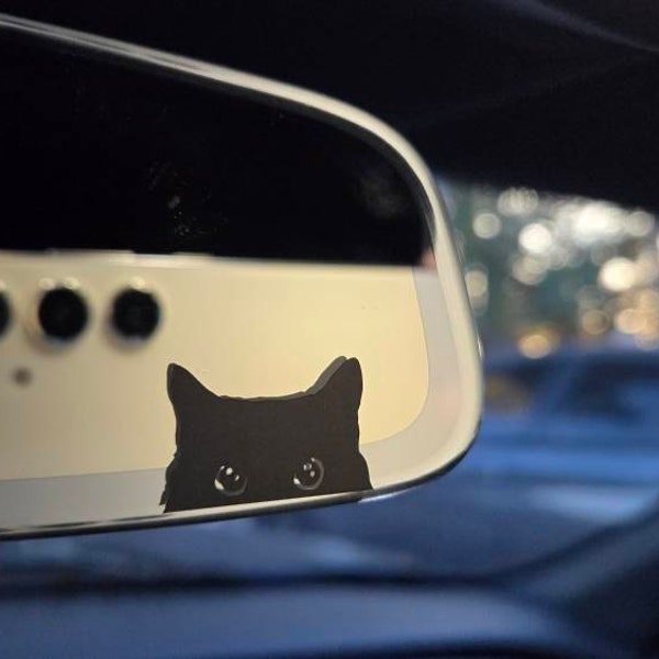 Cat Peeker Decal, Car Decal, Black Cat Peeker Sticker, Blank Button ...