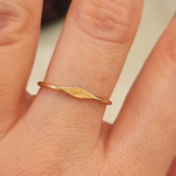 Sun Rising Ring, Tiny Signet Ring, Sunshine Ring, Sun Jewelry, Gold ...