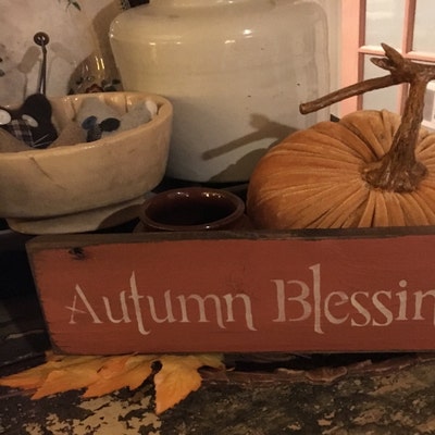 Primitive Autumn Blessings Sign With Wire Hanger - Etsy