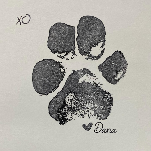 Dog Paw Print Stamp, Pet Print Autograph Stamp Name Custom Rubber or ...