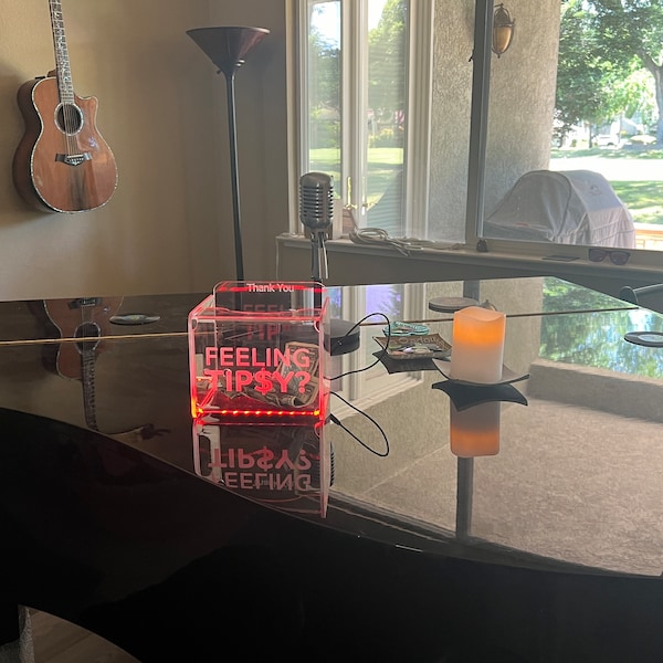 LED Glowing Tip Box-martini Design for Bartenders- Tip Jar -LED Tip Jar ...