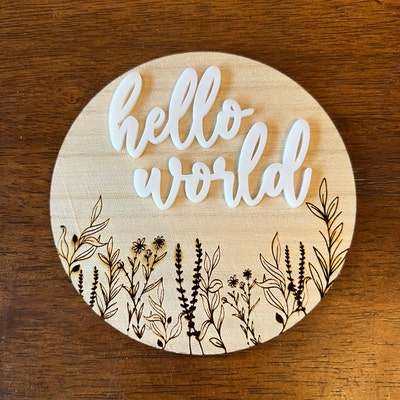 SVG File Hello World Card Baby Birth Milestone Card Digital Cut File ...