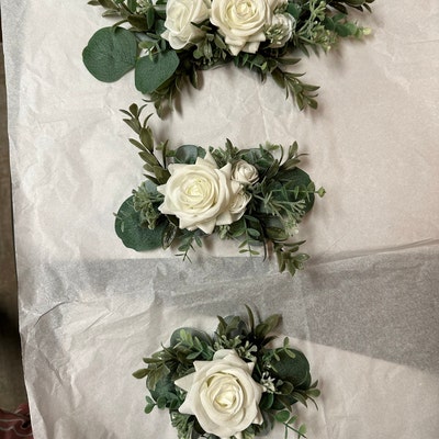 Rose & Greenery Bridesmaid Bouquets With Premium White Roses, Greenery ...