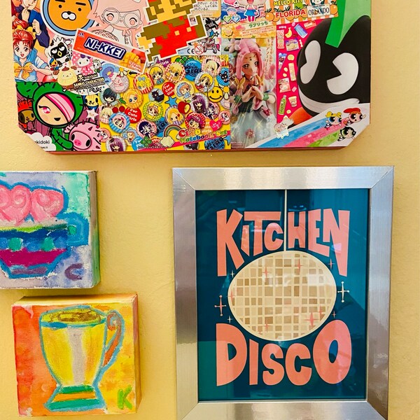 Kitchen Disco Print | Kitchen Poster | Foodie Gift | Rainbow | Poster ...