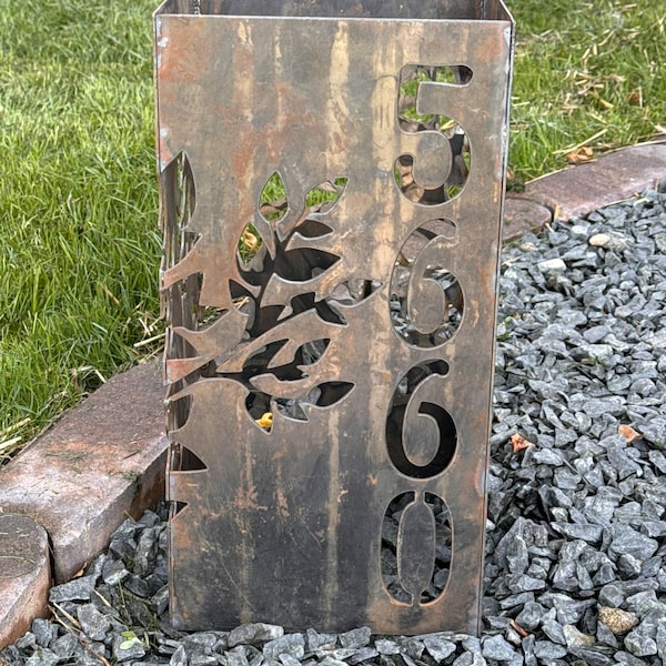 Tree Address Column, Address Sign, Lighted Garden Pillar - Etsy