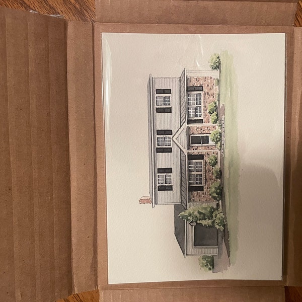 Custom House Drawing, House Illustration, Watercolor House Painting ...
