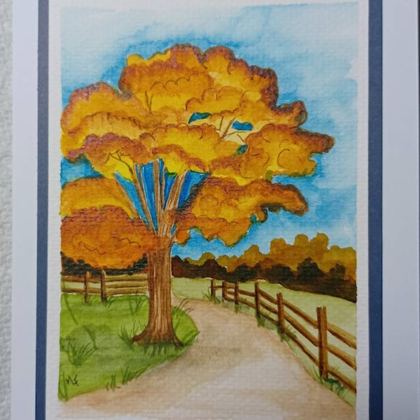 Autumn Tree Landscape Printable Outline Traceable Template for Drawing ...