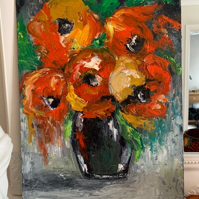 Girl in Poppy Field Painting Original Art Poppy Wall Art - Etsy