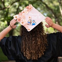 Pink Floral Grad Cap/ Floral Graduation Cap Topper/ Graduation Cap ...