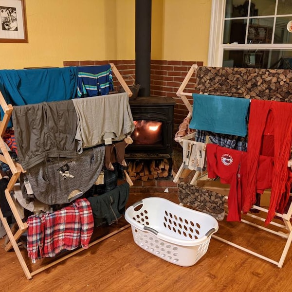 Folding Spiral Clothes Drying Rack Wooden - Amish Handmade - Etsy