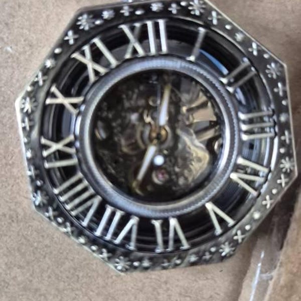 Hexagonal Mechanical Pocket Watch, Antique Style Steampunk Roman Dial ...