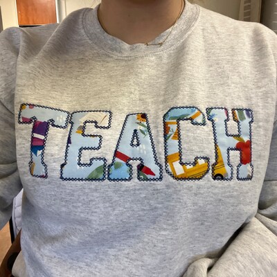 Teach Embroidered Applique Sweatshirt Simple Teacher Pullover, Gift for ...