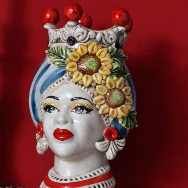 Ceramic Sicilian Moorish Head From Caltagirone - Green - Handcrafted ... Ceramic Sicilian Moorish Head From Caltagirone - Green - Handcrafted ...