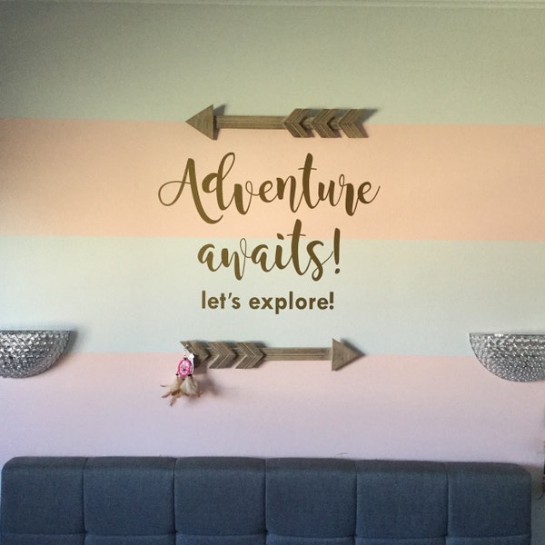 Adventure Awaits Wall Decal Travel Explore Vinyl Sticker Art Decor ...