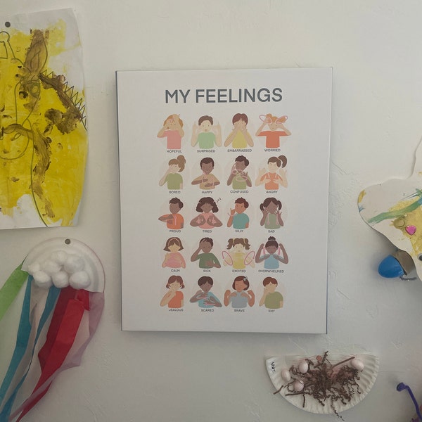 MY FEELINGS ASL Sign Language Poster 20 Emotions - Educational Poster ...
