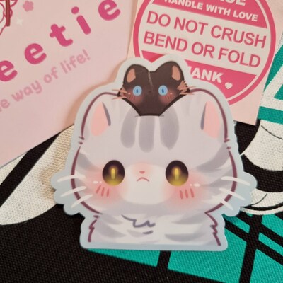 Skull Kitty Sticker Halloween Sticker Creepy Cute Sticker - Etsy